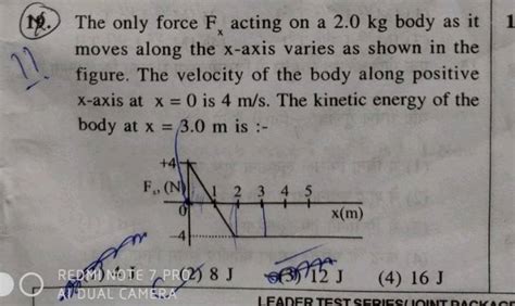 N The Only Force F Acting On A Kg Body As It Moves Along The X Axis Varies As Shown In The