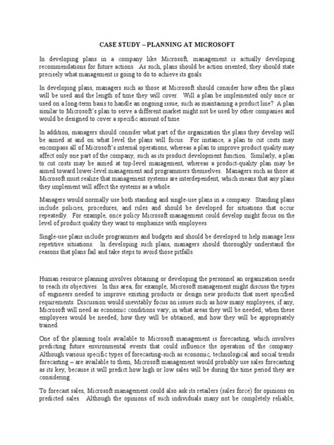 Planning At Microsoft Pdf Forecasting Sales