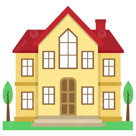 빨간 지붕이 있는 큰 노란색 2층 집 클립 아트 2 층 집 집 클립 아트 집 Png 일러스트 및 벡터 에 대한 무료 다운로드 Pngtree