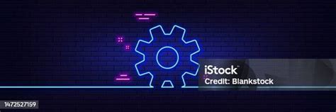 톱니바퀴 선 아이콘입니다 서비스 서명 네온 라이트 광선 효과 벡터 3차원 형태에 대한 스톡 벡터 아트 및 기타 이미지 3차원 형태 개념 개념과 주제 Istock