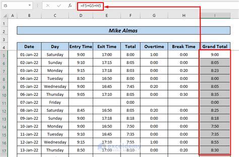 Attendance Sheet In Excel With Formula