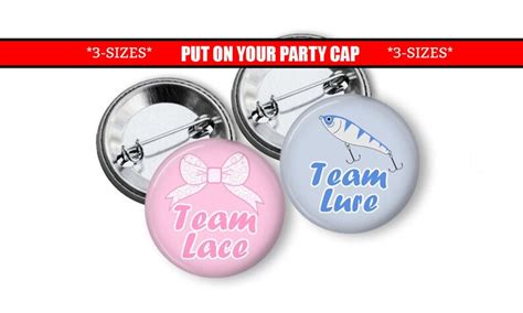 Gender Reveal Pins Lace Or Lure Gender Reveal Party Favors Etsy