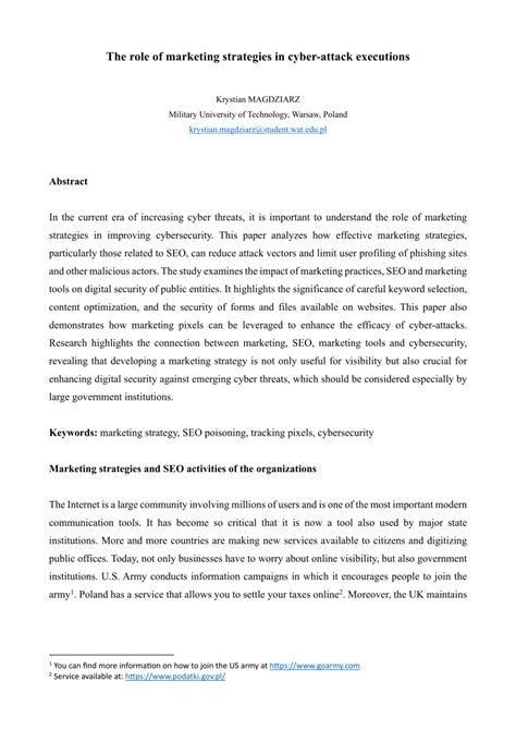 Pdf The Role Of Marketing Strategies In Cyber Attack Executions