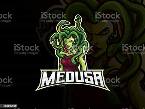 Desain Logo Olahraga Maskot Medusa Ilustrasi Stok Unduh Gambar