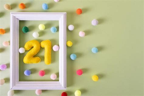 Premium Photo The Number Twenty One For A Birthday In A White Frame