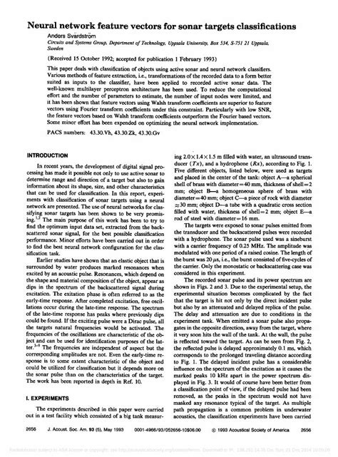 Pdf Neural Network Feature Vectors For Sonar Targets Classifications Dokumentips