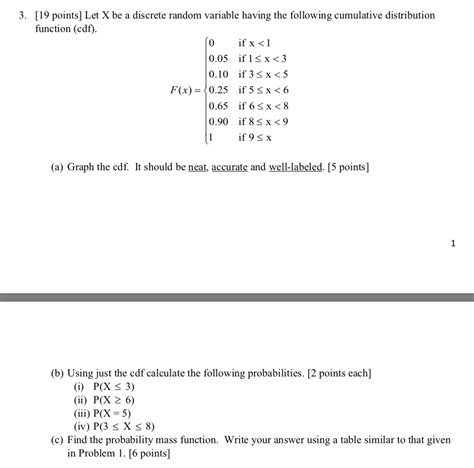 Solved 3 19 Points Let X Be A Discrete Random Variable