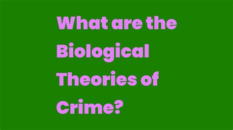 What Are The Biological Theories Of Crime Write A Topic