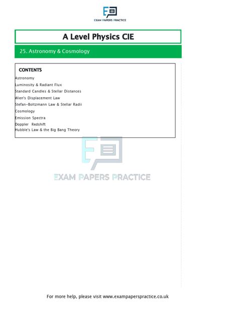 Astronomy Cosmology A Level Cie Physics Revision Notes Pdf