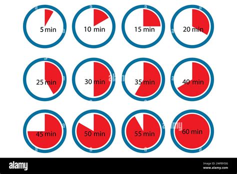 Red Minutes Part Time Set Red Timer Symbol Stopwatch Emblem Red