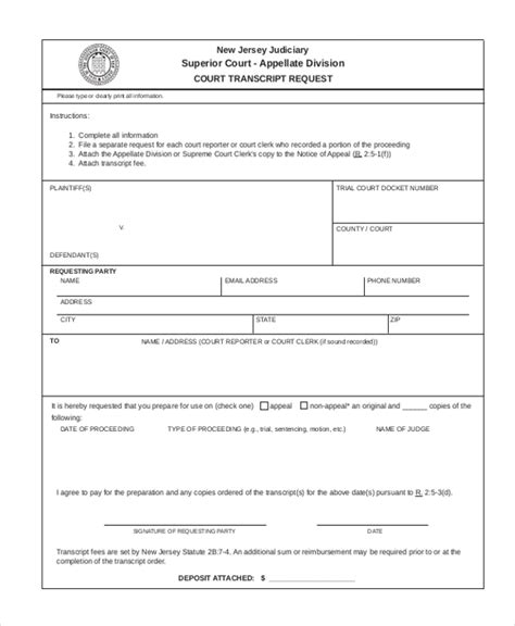 FREE Transcript Request Form Samples PDF MS Word Google Docs Excel