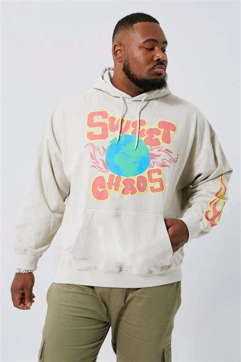 Plus Puff Print Graphic Hoodie Boohoo Nz