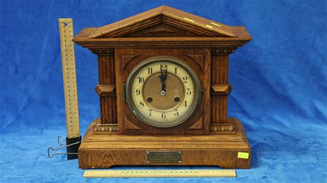 Lot Oak Cased Mantle Clock Junghans Movement