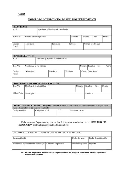 Modelo De Recurso De Reposicion Apuntes De Derecho Financiero Y