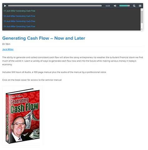 Generating Cash Flow Recorded Seminar By Jack Miller
