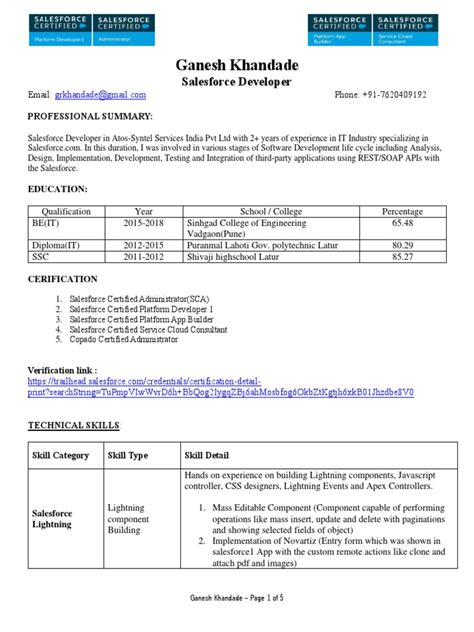 1 Ganesh Rajkumar Khandade Salesforce Developer Tashkent Pdf Representational State Transfer