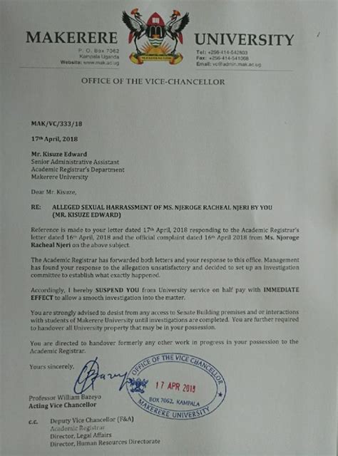 Makerere University Suspends Administrative Assistant Over Leaked Sex Video Eagle Online