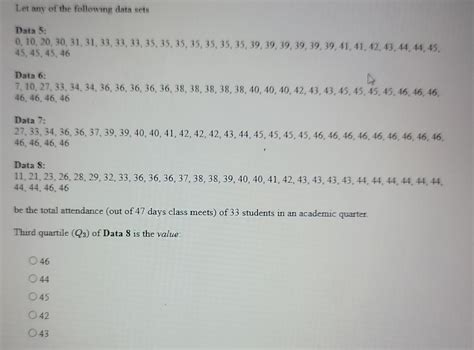 Solved Let Any Of The Following Data Sets Data