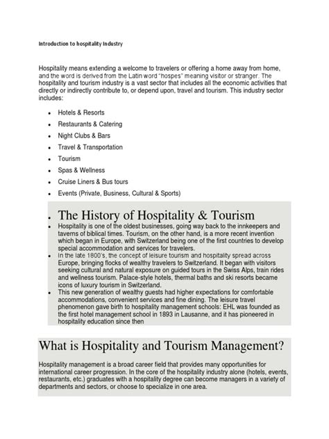 Hospitality Management Notes 2 With You Pdf Tourism Hotel