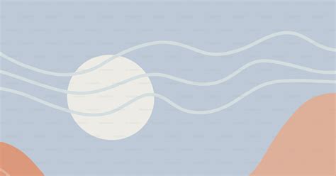 추상적인 미니멀리즘 예술 풍경 산 바다 뜨거운 하얀 태양의 파노라마 벡터 플랫 손으로 그린 그래픽 벡터 Unsplash의 바닷가 이미지