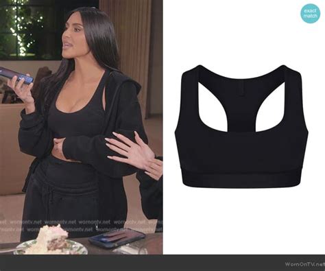 Wornontv Kims Black Hoodie And Sports Bra On The Kardashians Kim