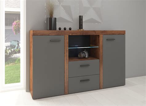 Komoda Rumba 2F 2S Grafit Dąb Lefkas