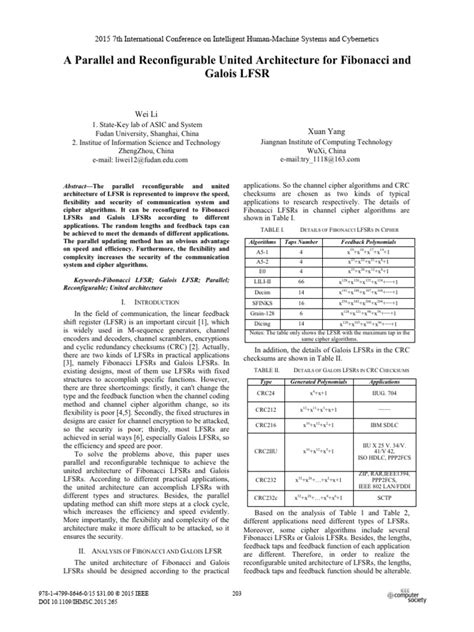 Aparallelandreconfigurableunitedarchitectureforfibonacciandgaloislfsr Pdf Computer