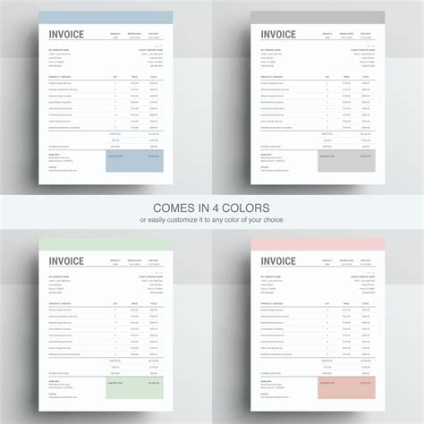 Invoice Template Editable Google Sheets Invoice Template Instant Download Etsy