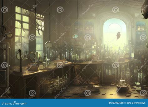 A Strange And Creepy Cabinet Of Curiosities Lab Filled With Lots Of