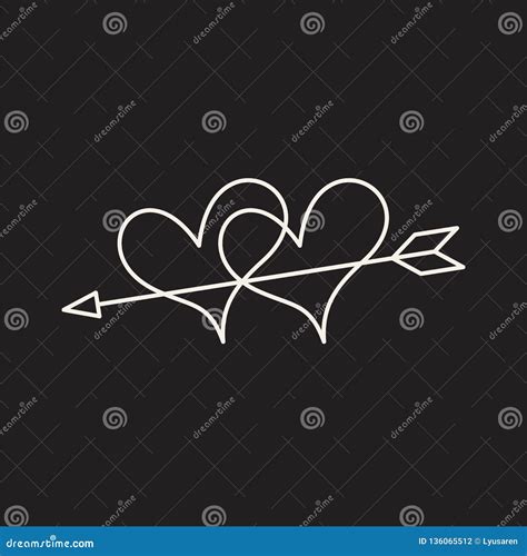 Ejemplo Linear De Un Icono De Dos Corazones Stock De Ilustración