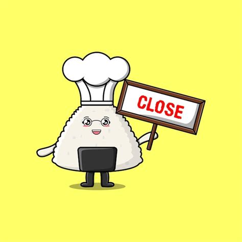Personnage De Chef De Sushi Japonais De Riz De Dessin Animé Mignon Tenant Des Conceptions De