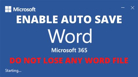 Enable Auto Save In Word Youtube