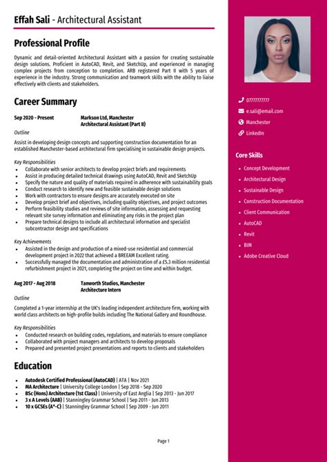 Architectural Assistant Cv Example Win Rewarding New Jobs