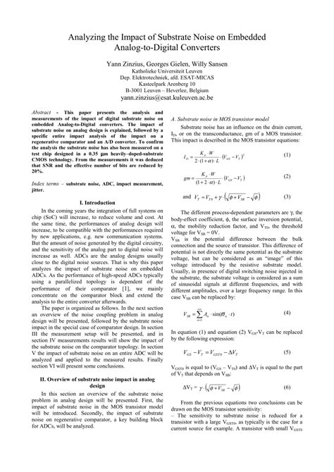 Pdf Analyzing The Impact Of Substrate Noise On Embedded Analog To