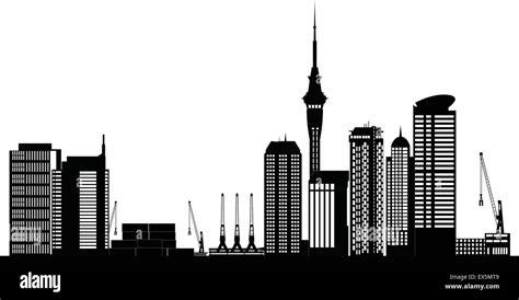 Skyline With Landmarks Of The City Auckland Stock Vector Image Art