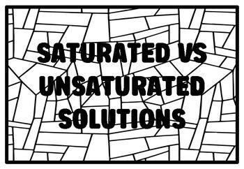 SATURATED VS UNSATURATED SOLUTIONS High School Chemistry Solutions And Solub
