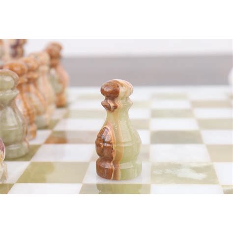 Handcrafted Onyx Marble And Stone Chess Pieces And Board Combo Set