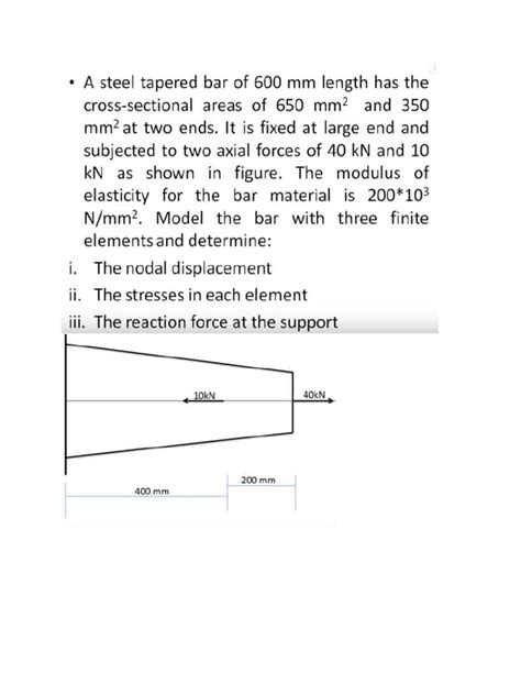 Tappered Bar Example Pdf