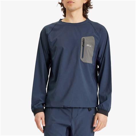 Nanga Mens Hybrid Flex Long Sleeve Top In Navy Nanga