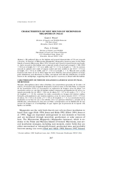 Pdf Characteristics Of Nest Mounds Of Micronesian Megapodes In Palau