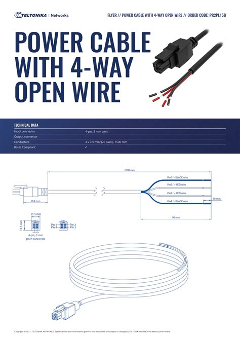 Teltonika Power Cable With 4 Way Open Wire Mr Pc Parts
