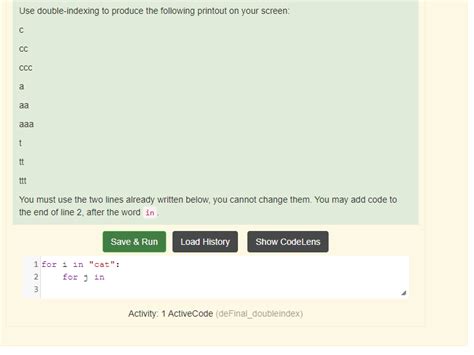 Solved Use Double Indexing To Produce The Following Printout Chegg Com
