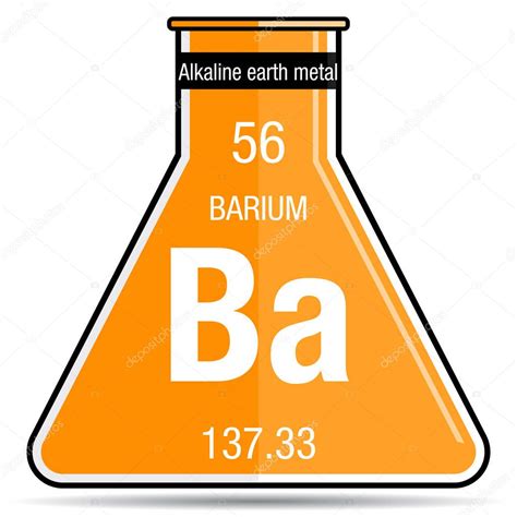 Símbolo De Bario En Un Matraz Químico Elemento Número 56 De La Tabla