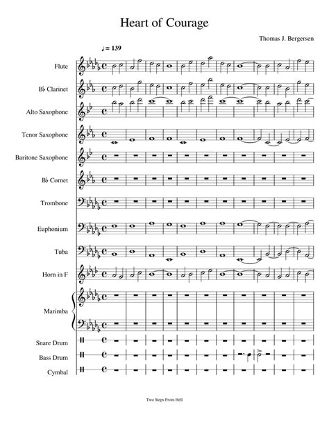 Heart Of Courage Sheet Music For Flute Clarinet Alto Saxophone Tenor