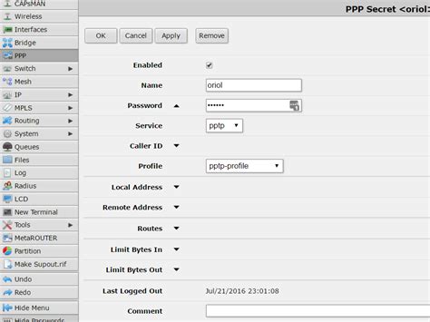 mikrotik as a pptp server for android