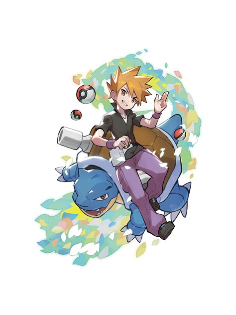Pokémon Trainers Blue And Blastoise Wallpaper Cat With Monocle