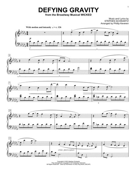 Defying Gravity Classical Version From Wicked Arr Phillip Keveren