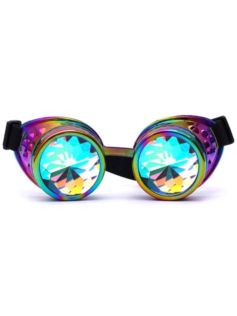 Shcke Kaleidoscope Goggles Rave Glasses Steampunk Goggles With Rainbow