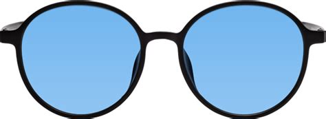 Matte Black Flexible Ultem Round Tinted Sunglasses With Medium Blue