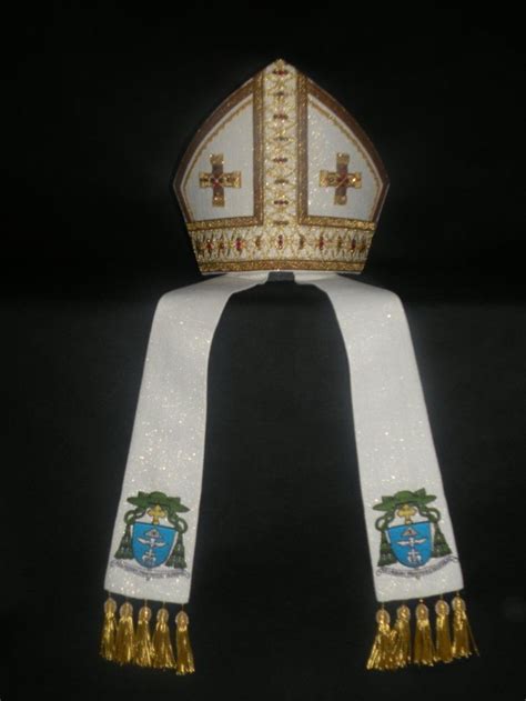 Mitered Priests Stole With Coat Of Arms And Cross
